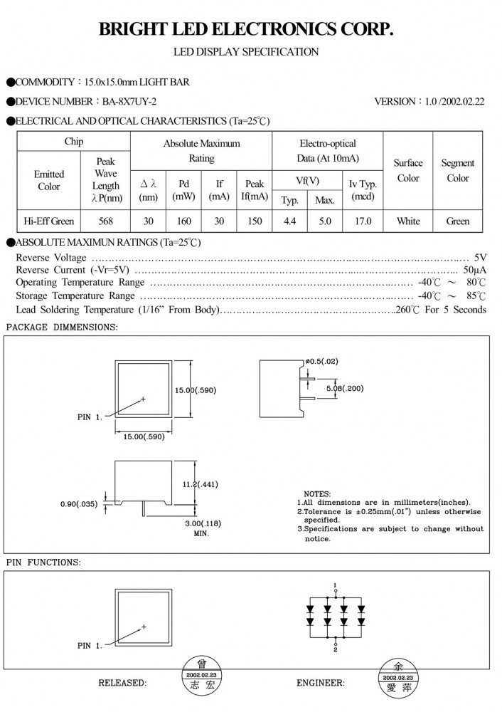BA-8X7UY-2 datasheet page 1