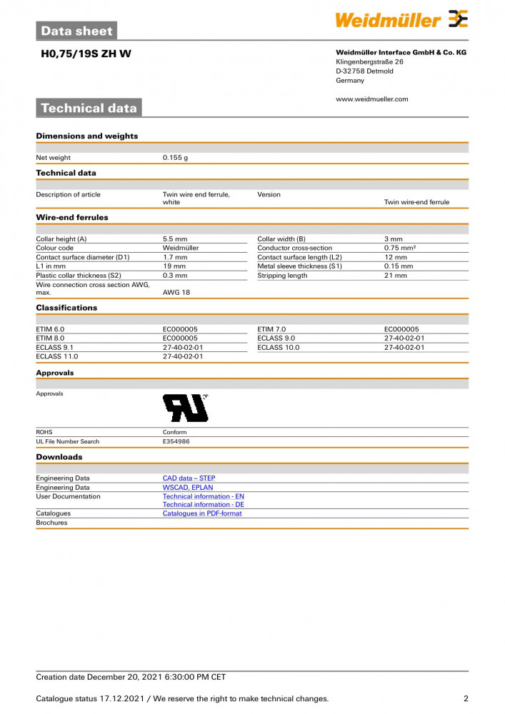 WEIDMULLER 9202820000 technical document page 2