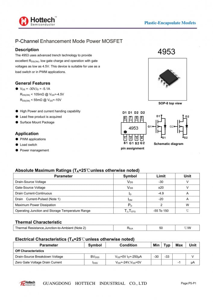 APM4953 datasheet page 1