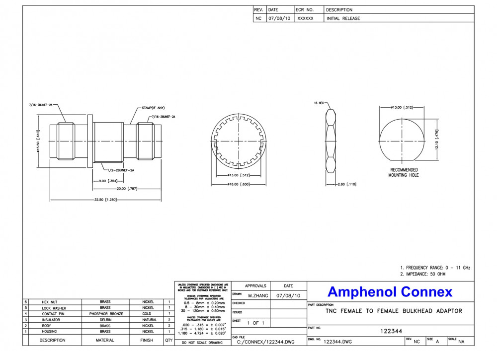 Amphenol 122344 technical drawing