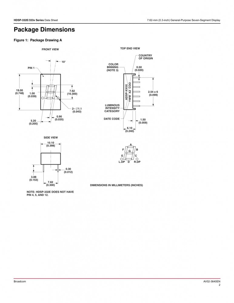 HDSP-333E datasheet page 2