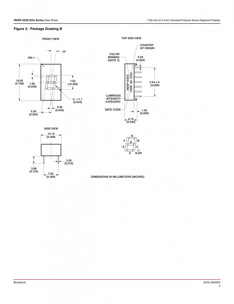 HDSP-333E datasheet page 3
