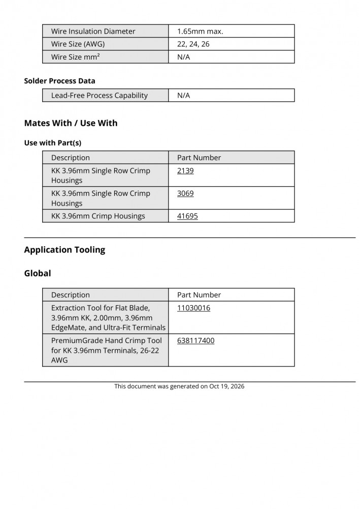 Molex KK 396 product specification, page image 3