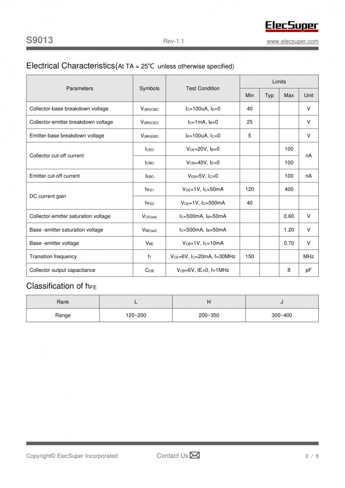 S9013 datasheet page 2