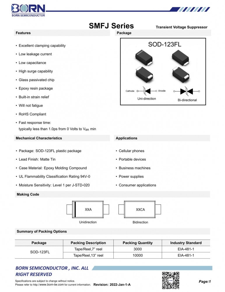 SMFJ33CA datasheet page 1