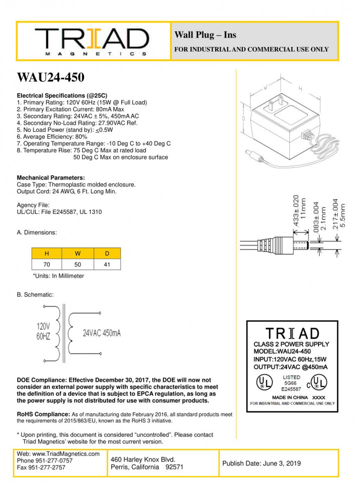 WAU24-450 product document image