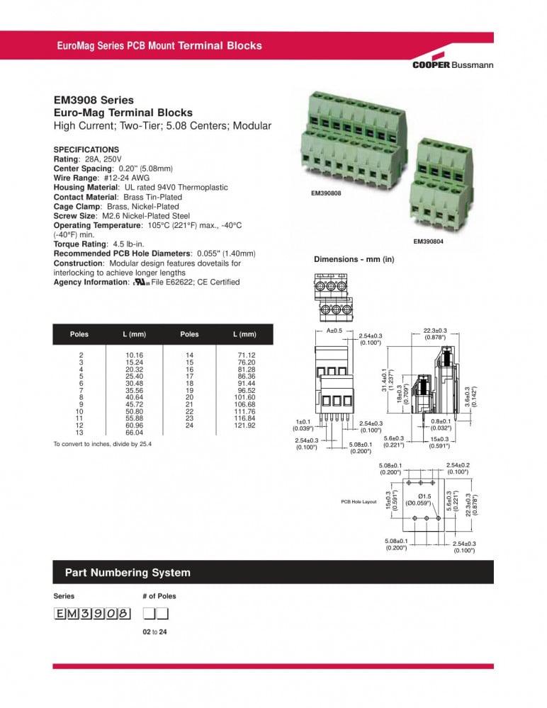 EATON EM3908 series technical document preview