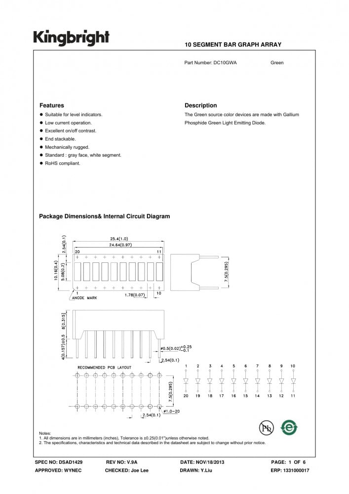 DC10GWA datasheet page 1