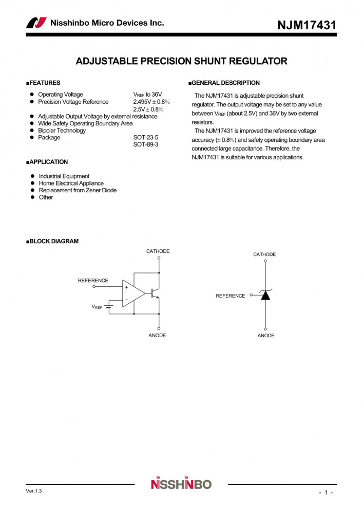 NJM17431 datasheet page 1
