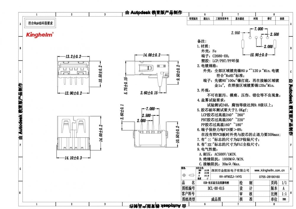 Kinghelm KH-AF90ZJ-14YG product drawing