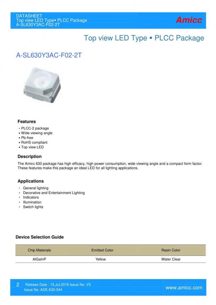 A-SL630Y3AC-F02-2T datasheet page 2
