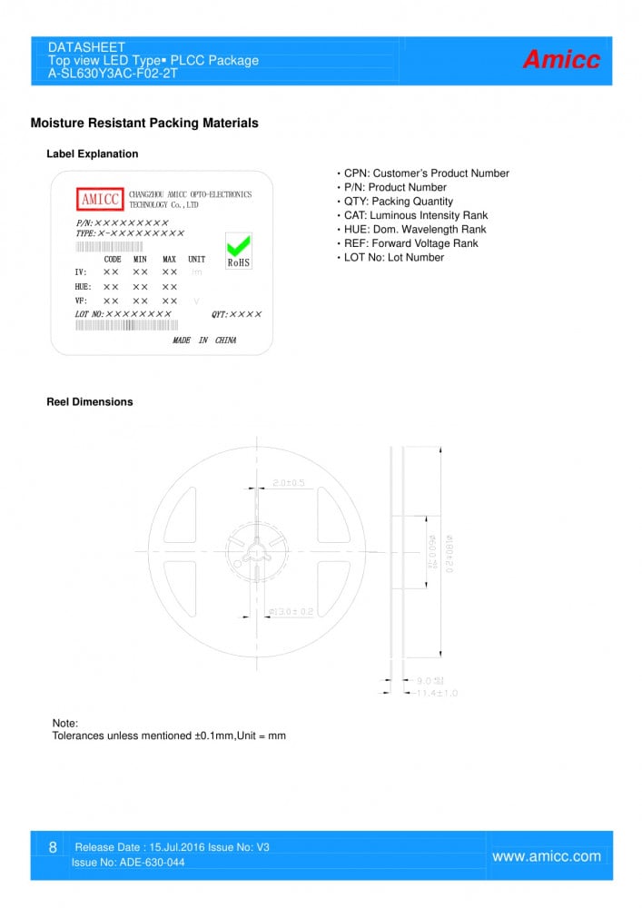 A-SL630Y3AC-F02-2T datasheet page 8