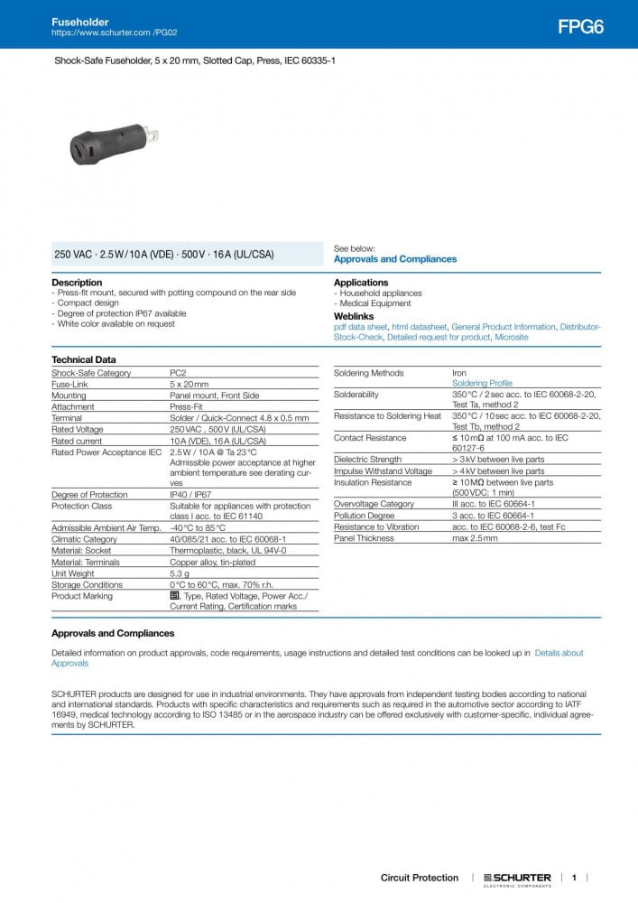 SCHURTER 3101.0060 datasheet page 1