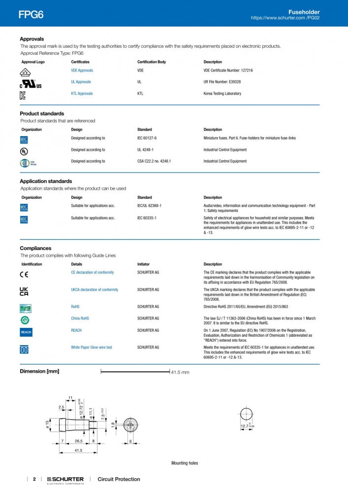 SCHURTER 3101.0060 datasheet page 2