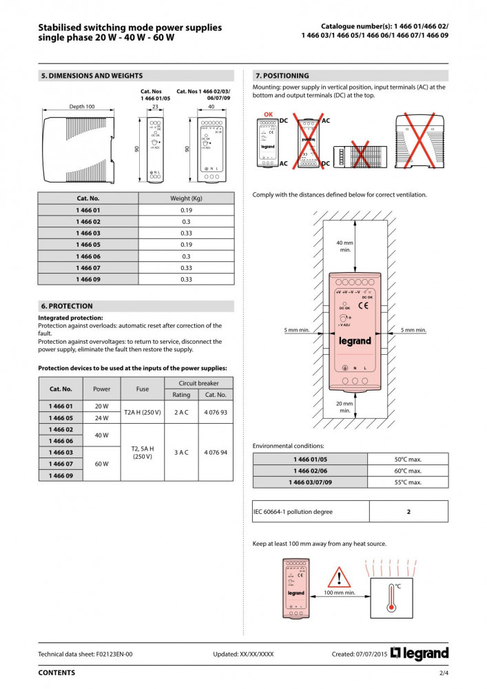 Legrand switching power supply technical document, page 2