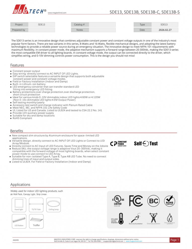 SDE13B-S document page 1