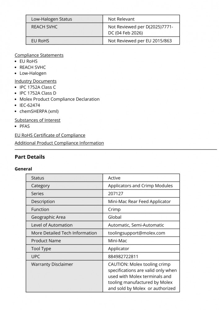 MOLEX tooling document preview, page 2