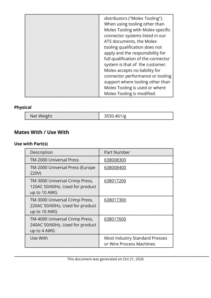 MOLEX tooling document preview, page 3