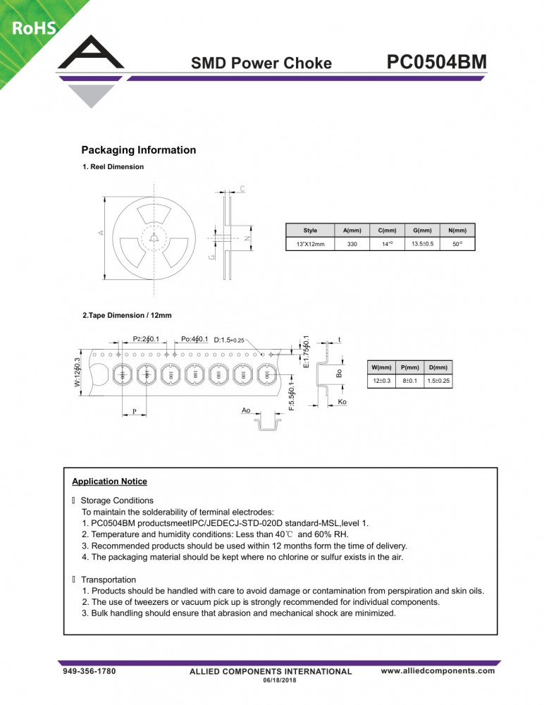 PC0504BM series product documentation page 2