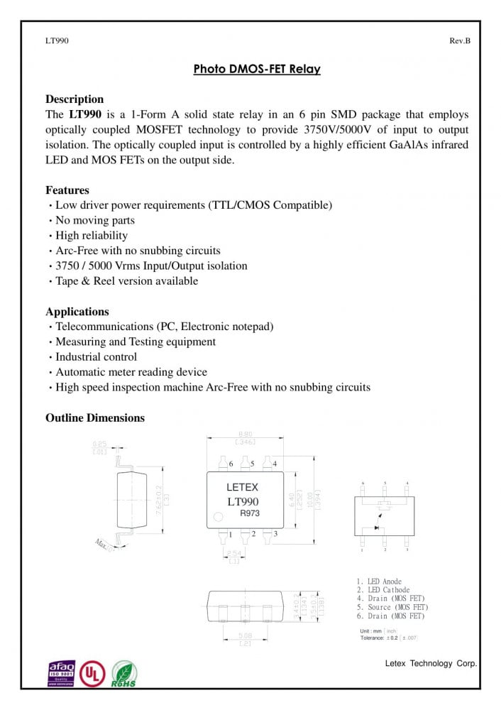 LT990 datasheet page 1