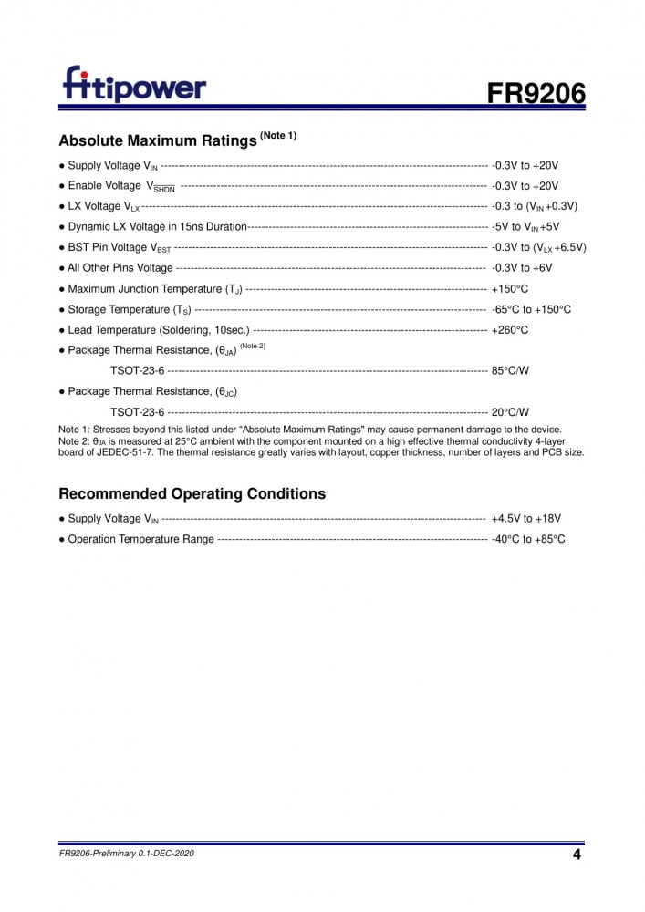 FR9206S9 datasheet page 4