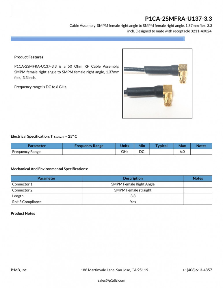 P1CA-2SMFRA-U137-3.3 technical document image