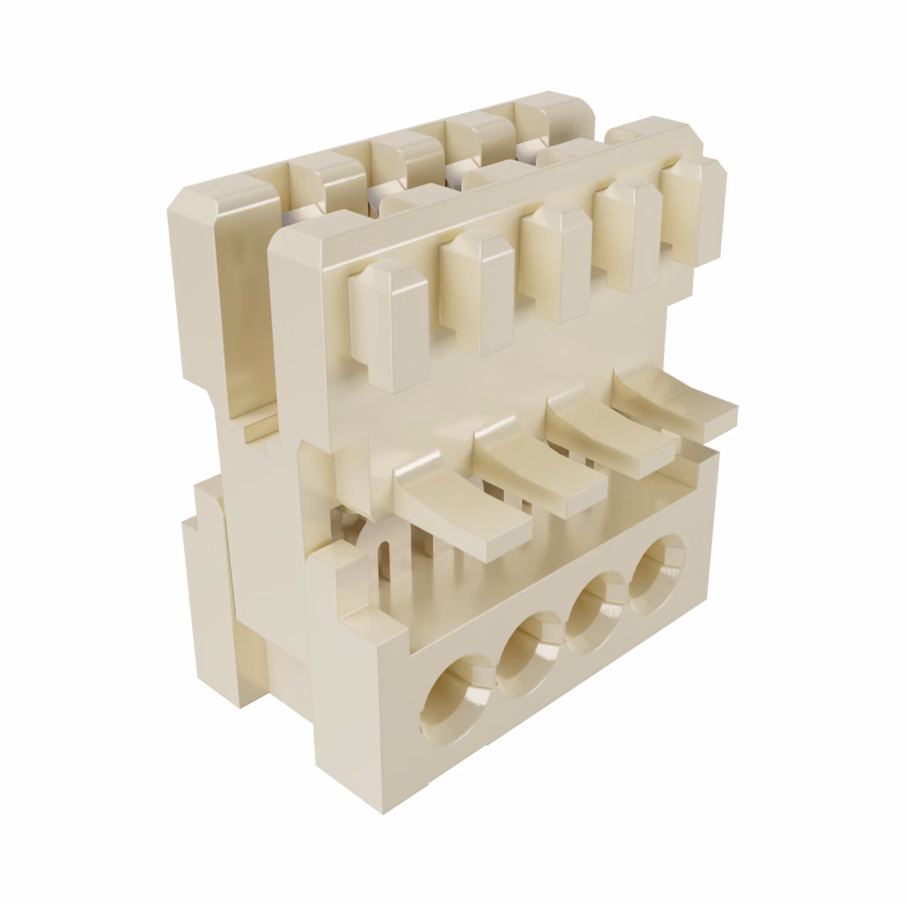 Appli-Mate RAST 2.5 Connector, 2.50mm Pitch, Female, 4 Circuits, No Position Keys Removed, Circuit 2 Voided, Latch at Circuit 2, Open Endwalls, Tin Plating