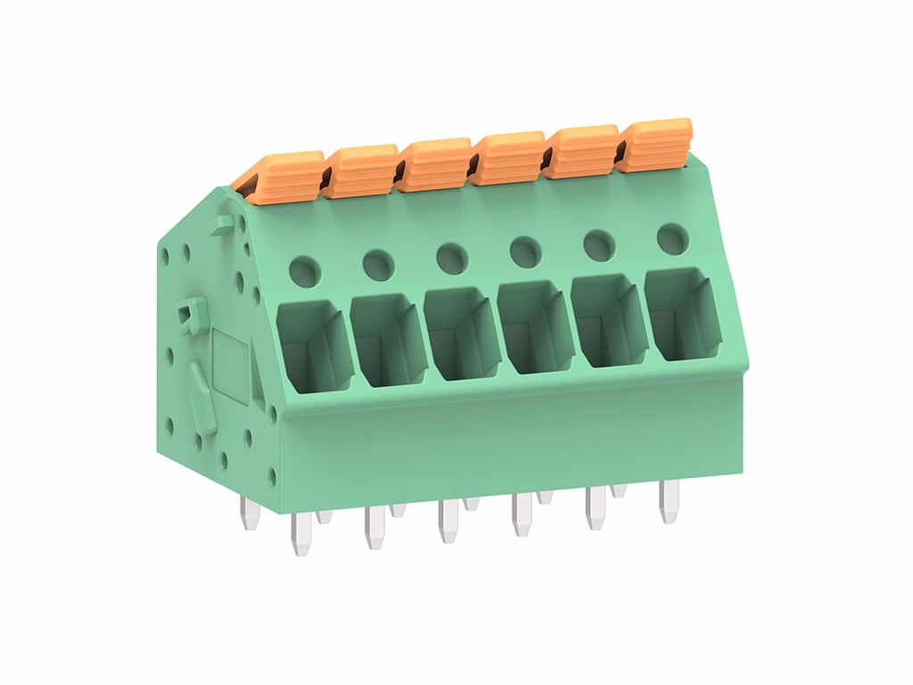5.00mm Pitch Lever Activated Fixed Mount PCB Terminal Block, 35° Wire Entry, 6 Circuits for sale