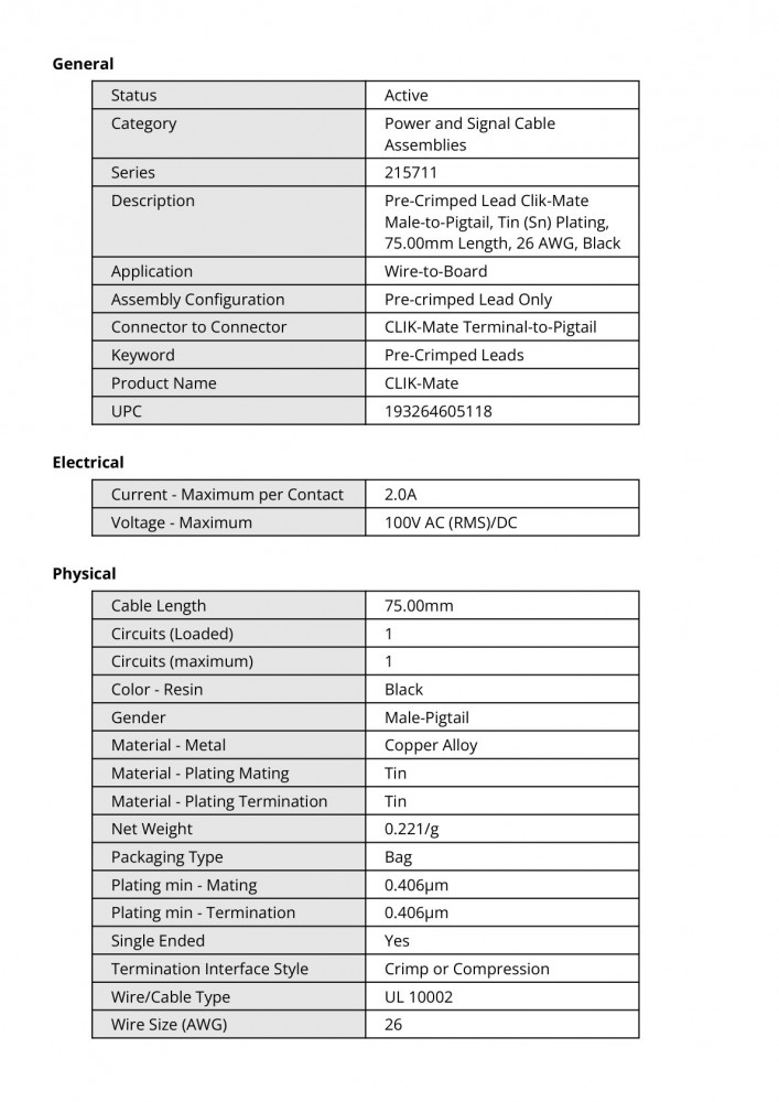 Molex 215711 series customer drawing page 2