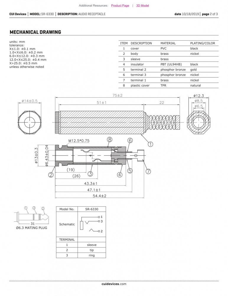 CUI SR-6330 datasheet page 2