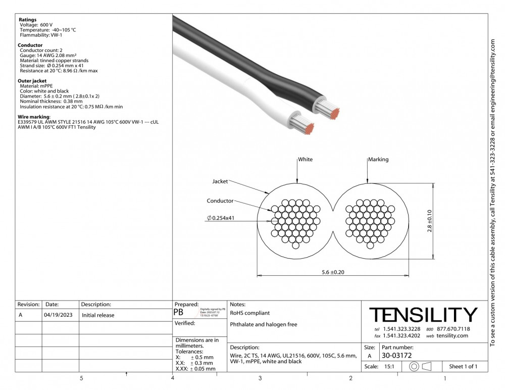Tensility International 30-03172 product drawing