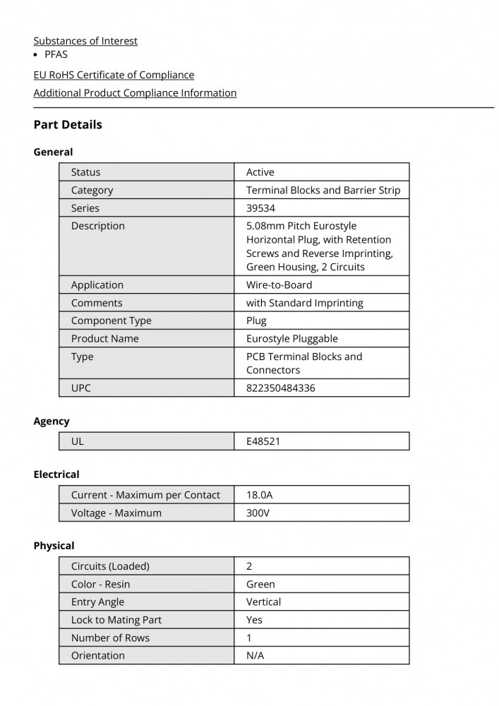 ESE Eurostyle terminal blocks specification page 2