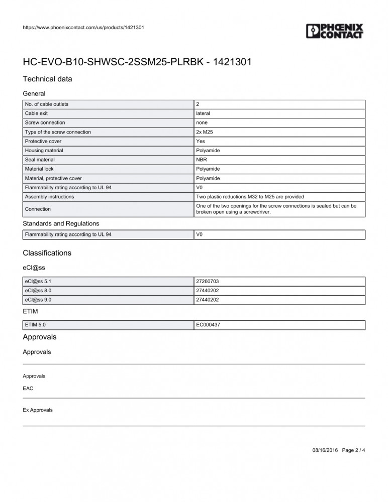 Phoenix Contact 1421301 technical document page 2