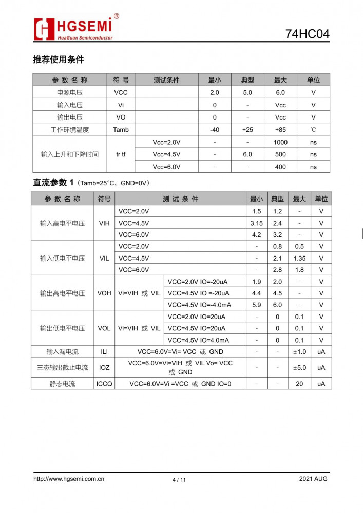 74HC04N datasheet page 4
