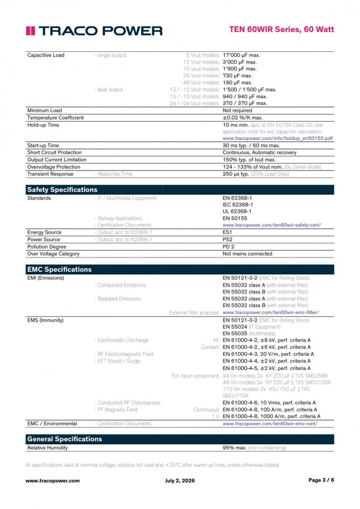 TEN 60WIR technical document, page 3