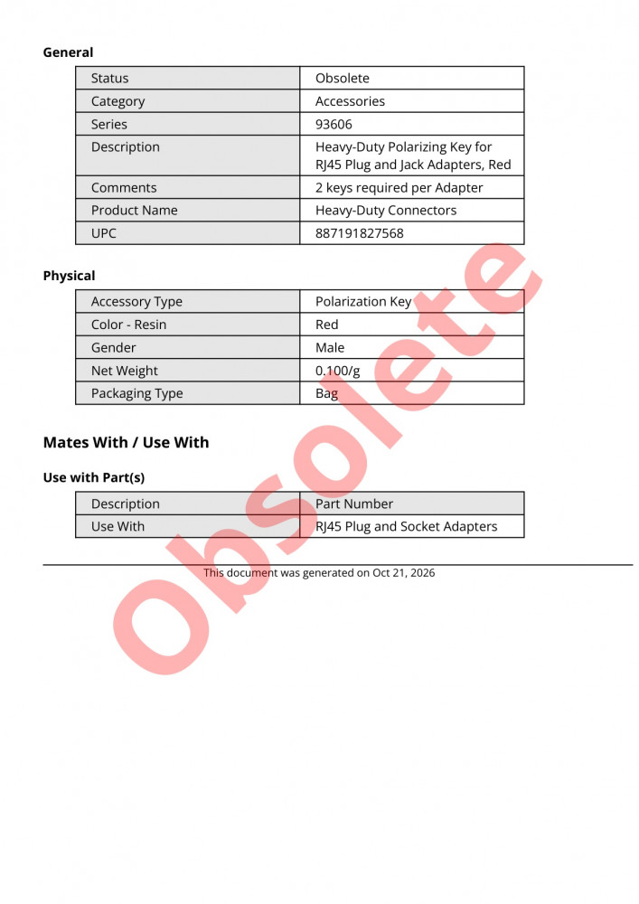 Product document image 2 for Molex 936060040