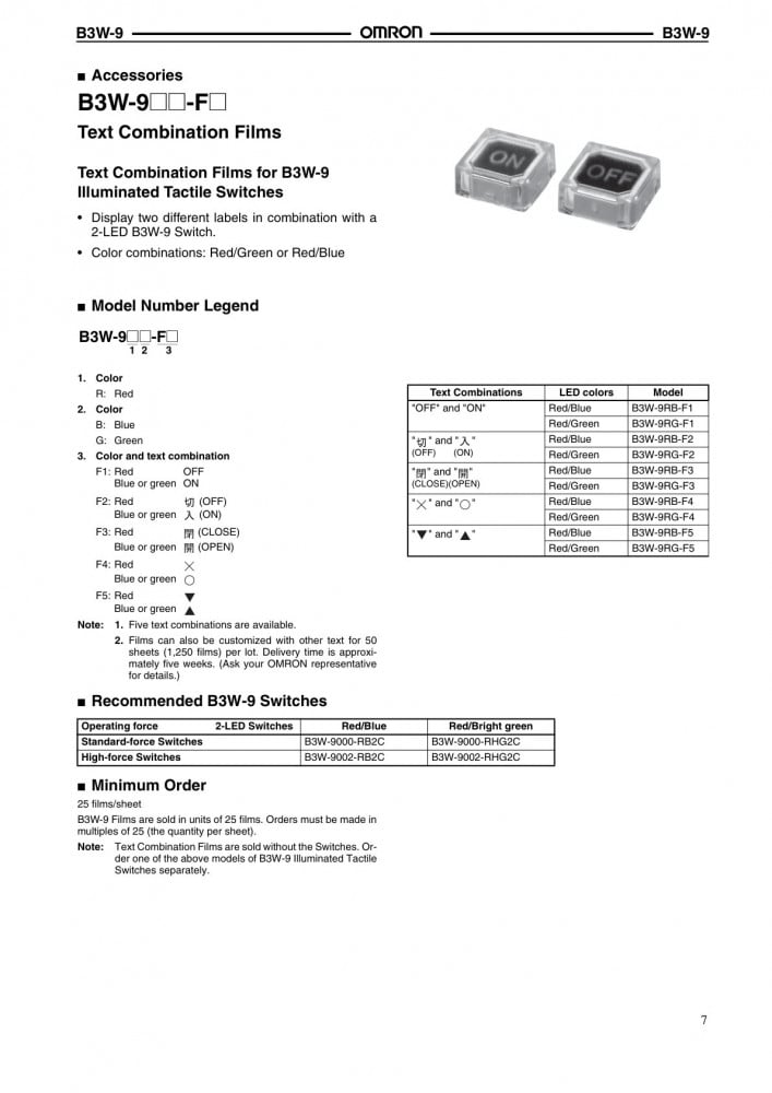 OMRON B3W-9 datasheet page 7