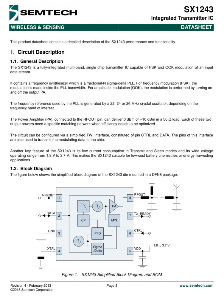 SX1243 datasheet page 3
