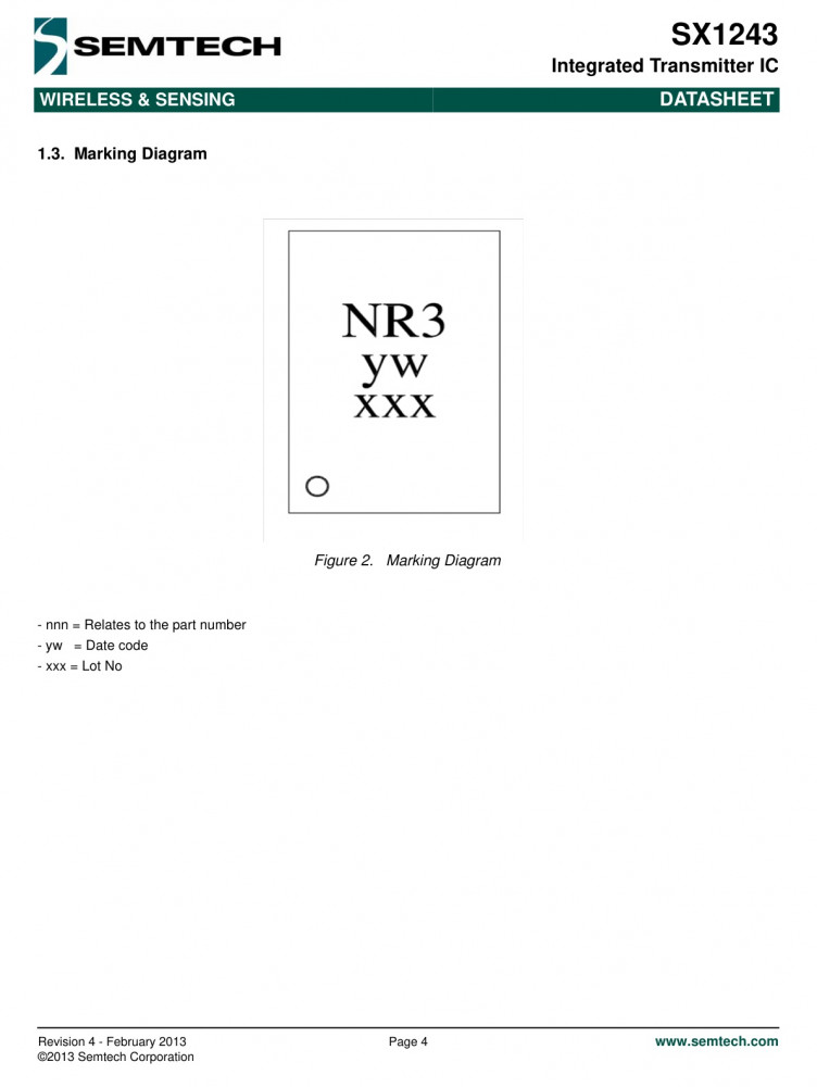 SX1243 datasheet page 4