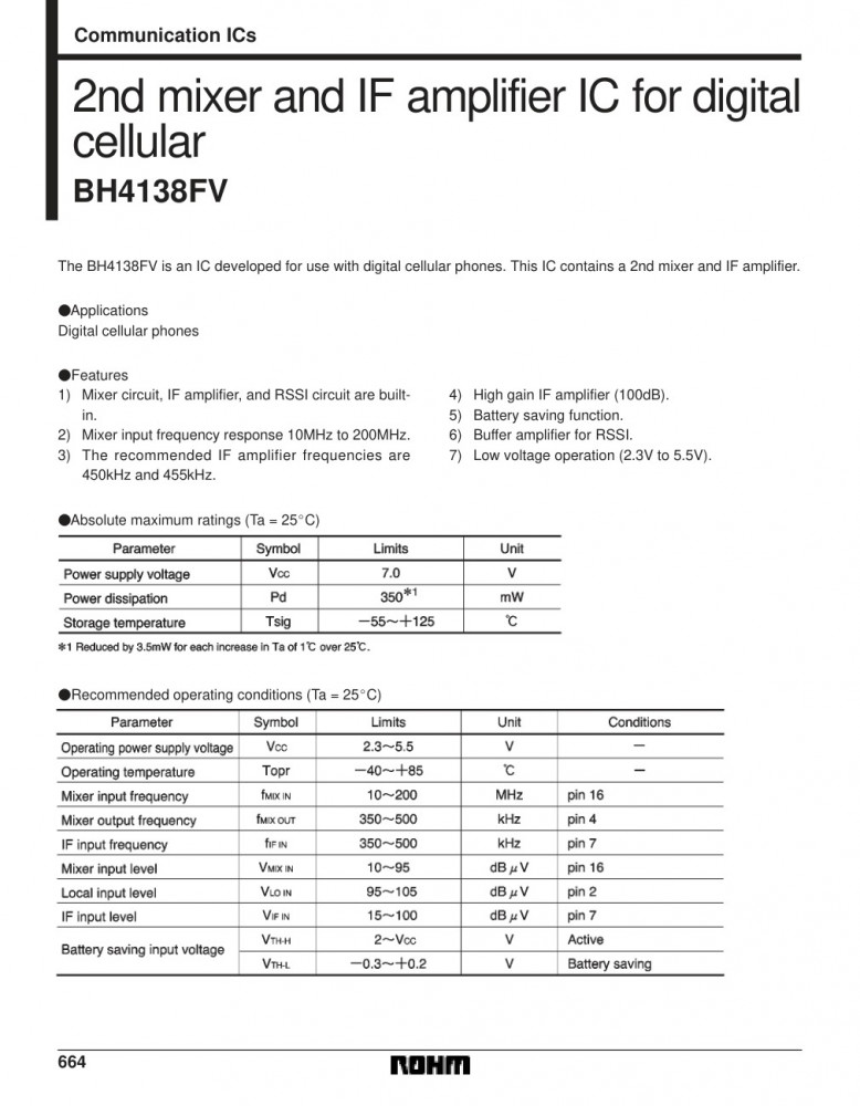 BH4138FV-E2 datasheet page 1
