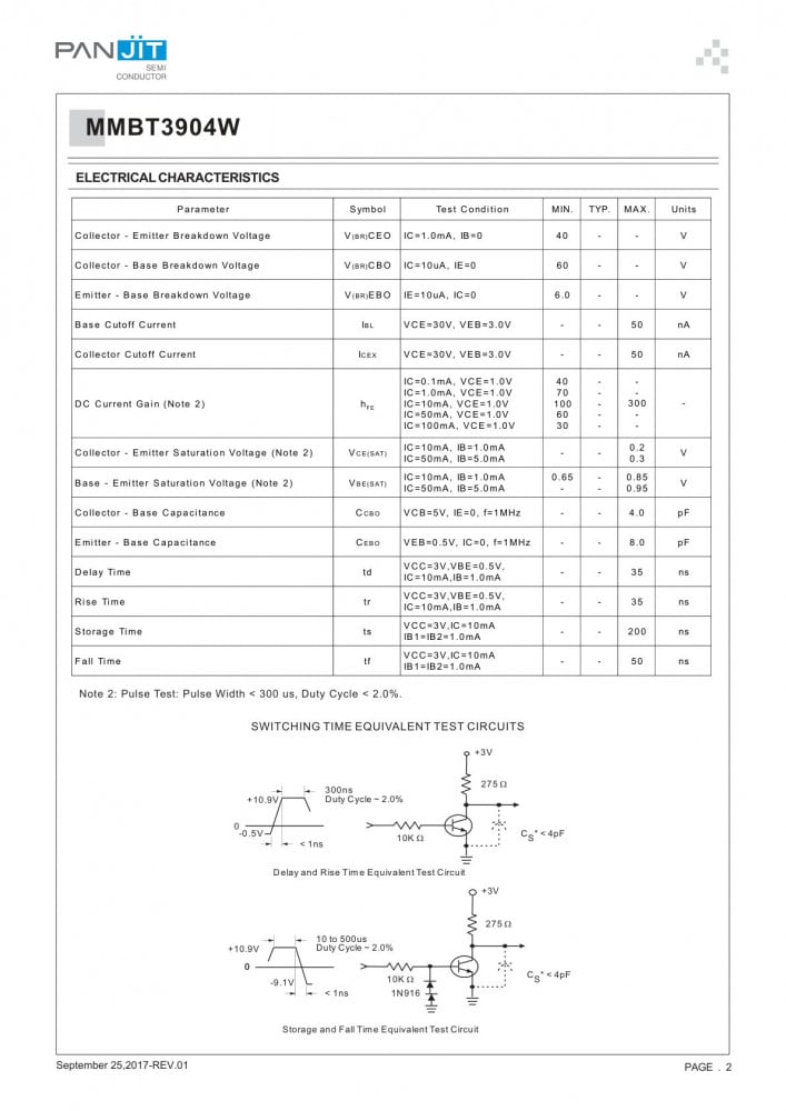 MMBT3904W datasheet page 2