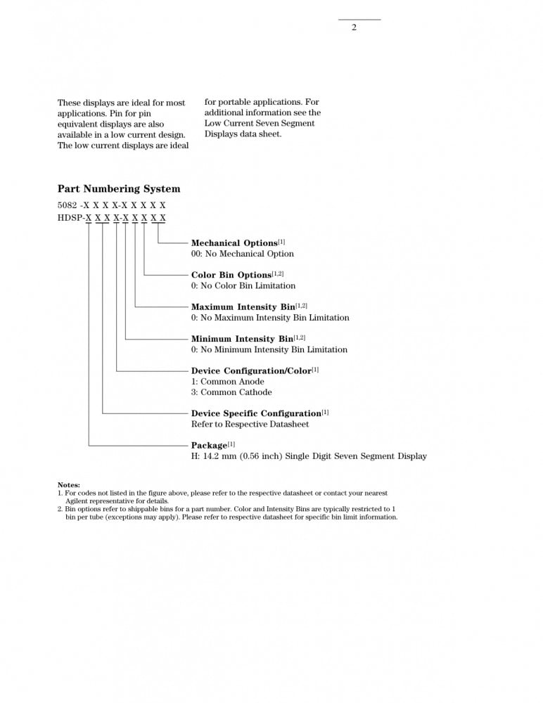 HDSP-5623 technical document page 2