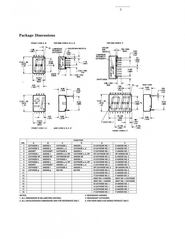 HDSP-5623 technical document page 3