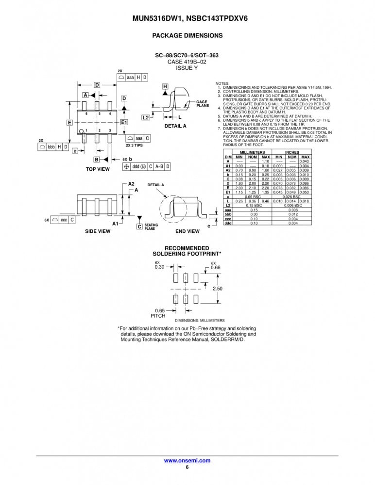 MUN5316DW1T1G datasheet page 6