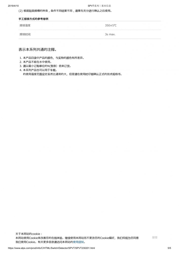 SPVT230201 soldering profile