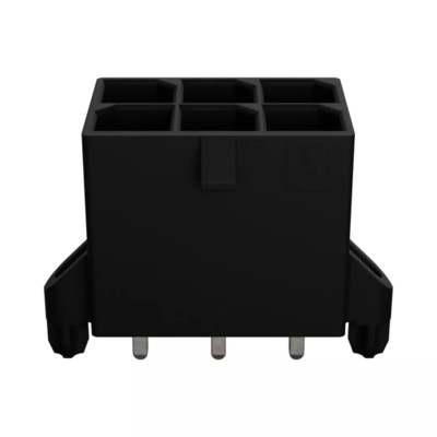 Mega-Fit Vertical Header, 5.70mm Pitch, Through Hole, Dual Row, 6 Circuits, 0.76µm Gold (Au) Plating, 3.73mm Tail Length, Glow-Wire Capable, Tape and Reel, Black for sale