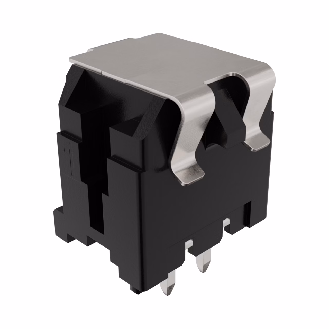 Micro-Fit 3.0 Vertical Header, 3.00mm Pitch, Dual Row, 2 Circuits, Straight Tail, with PCB Polarizing Peg, 0.76µm Gold Plating, Glow-Wire Capable, Black, Tape and Reel, with Pick and Place Cap