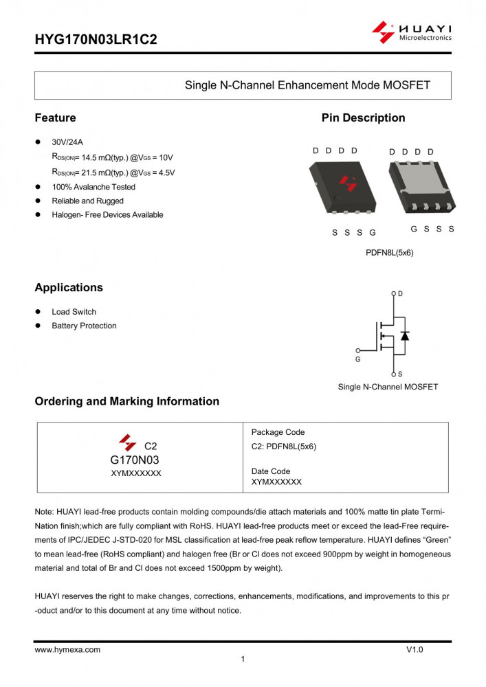 HYG170N03LR1C2 datasheet page 1