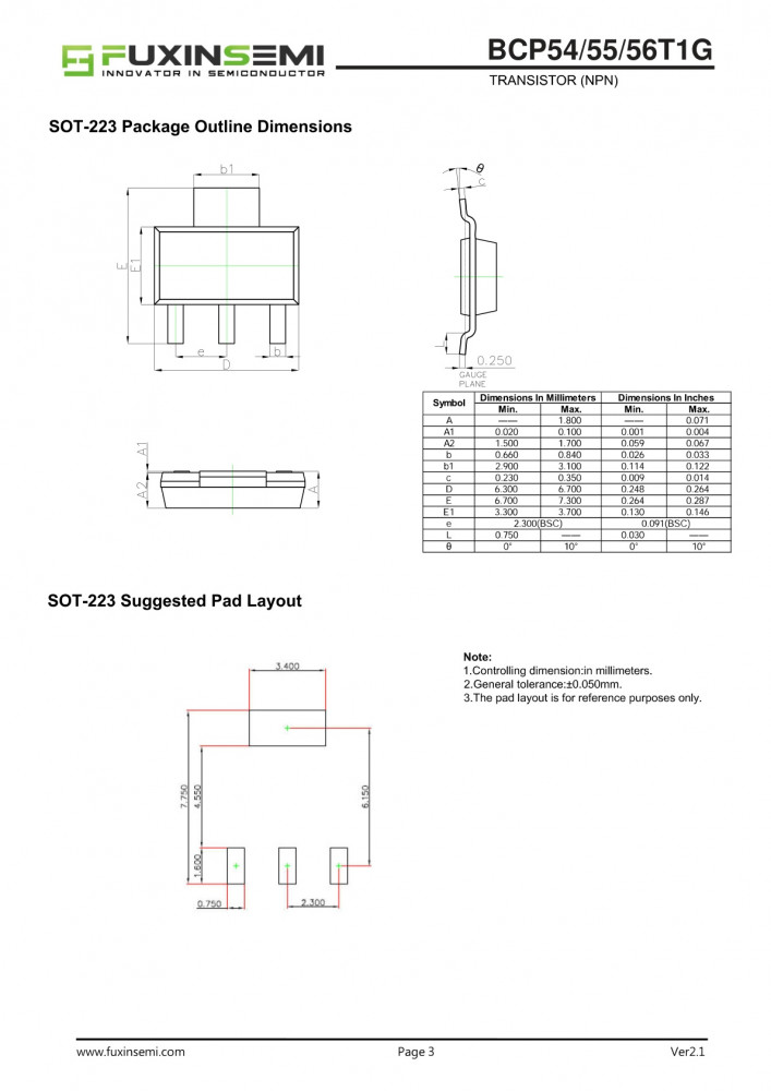 BCP56T1G datasheet page 3