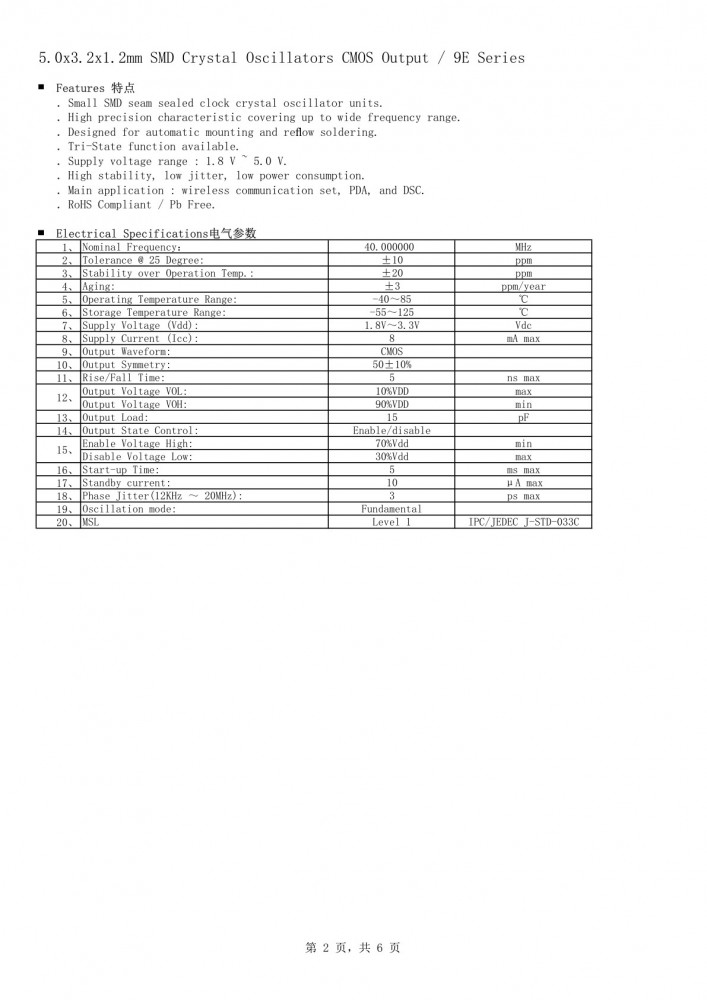 9ESC400C0033L specification page 2